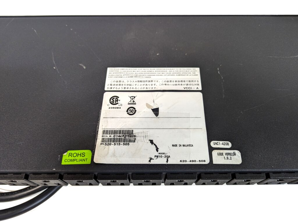 Cyclades Alterpath PM10-20A Metered PDU 1U 20A 120V 10-Oulet 5-20P ...