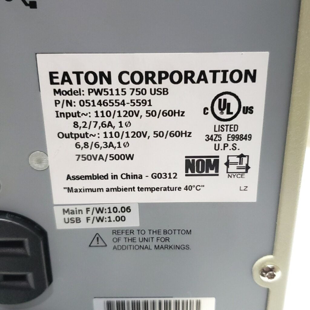 Eaton PW5115 750 USB UPS 750VA 500W 120V 4-Outlet No Batteries ...