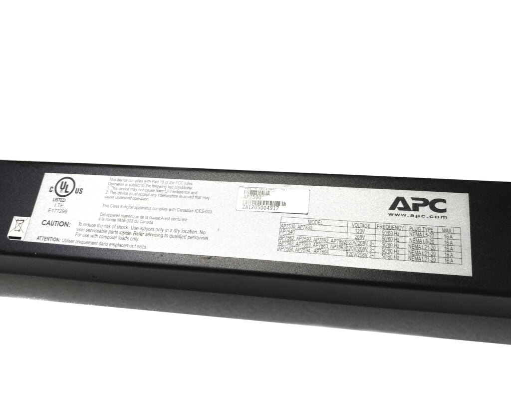 APC AP7530 Basic Rack PDU 0U 20A 120V (24x) NEMA 5-20R Outlets L5-20P ...