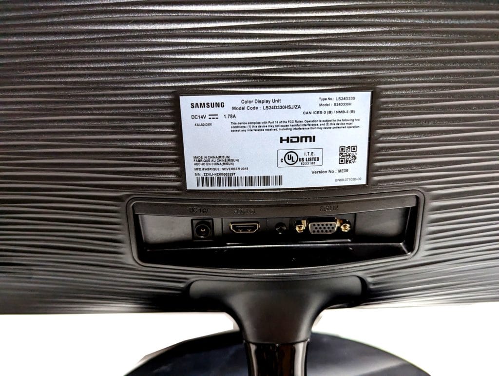 Samsung 330 Series 24″ LED Business Monitor 1920 x 1080 LS24D330HSJ/ZA ...