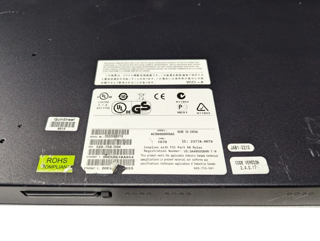 Avocent ACS6008 8-Port Console Server with (8) Cisco Crossover Adapters ...