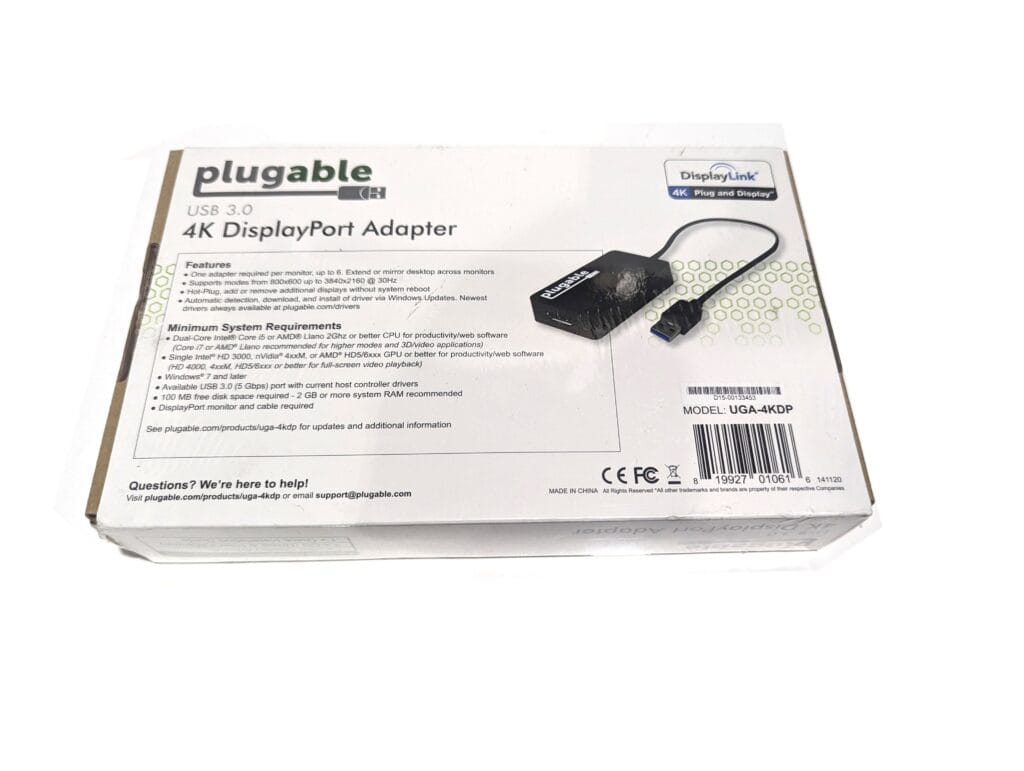 Plugable DisplayLink 4K DisplayPort Adapter USB 3.0 UGA-4KDP | Adhesive ...