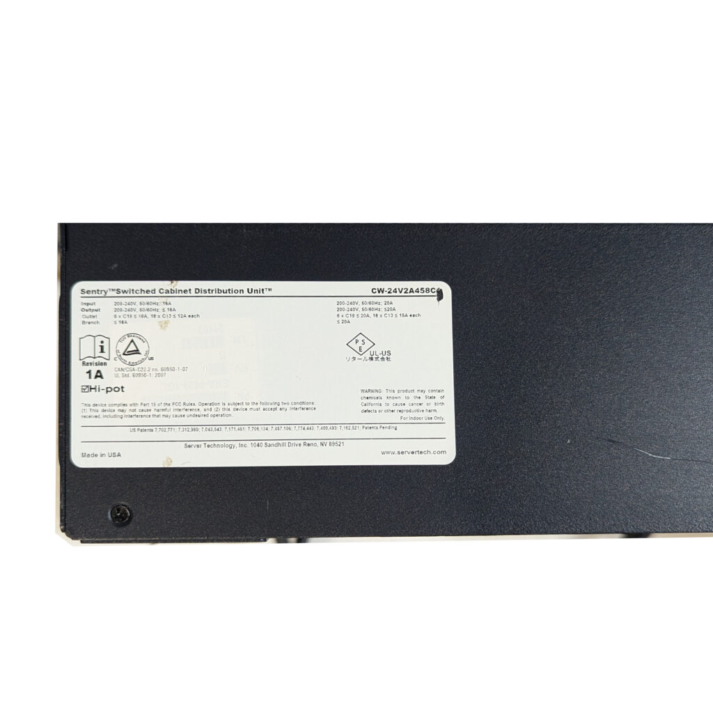 Server Technology CW-24V2C458C1 Switched PDU 208V 24-Outlets L6-20P ...