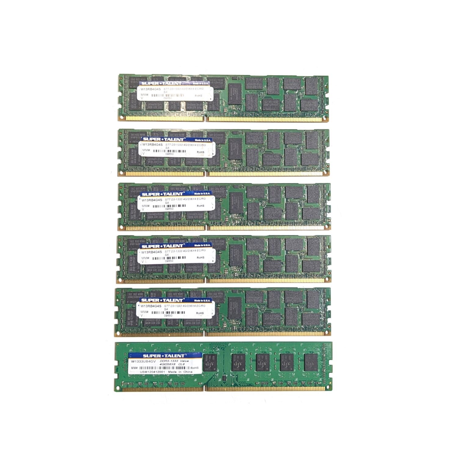 Super Talent 24GB (6x4GB) PC3-10600E 1333MHz DDR3 240-Pin RAM Server ...