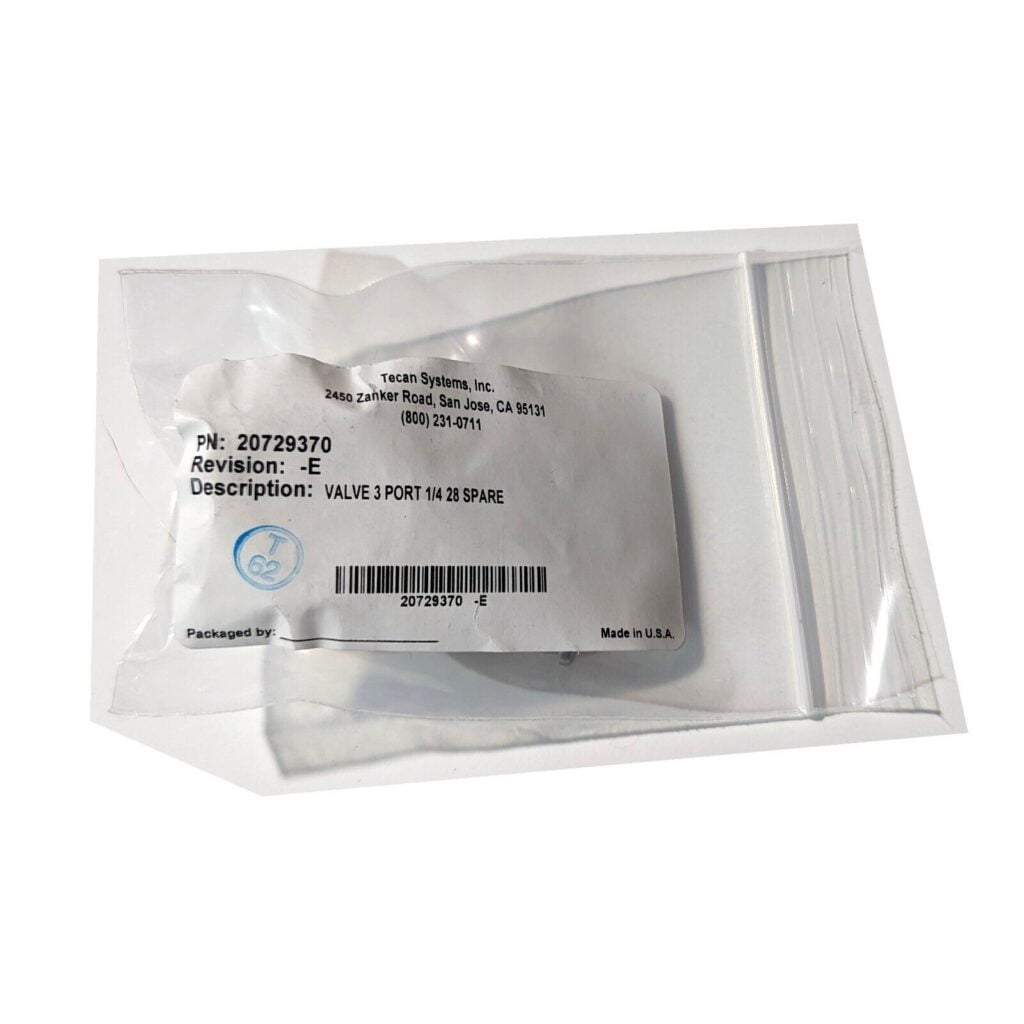 Tecan 20729370 Valve 3 Port 1/4 28 Spare Rev E (New) | Adhesive Networks